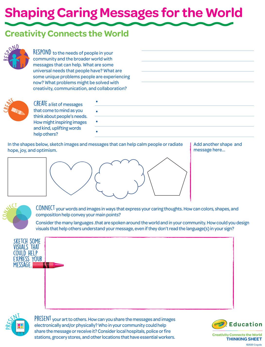 Crayola Canada | Worksheets | Shaping Caring Messages for the World